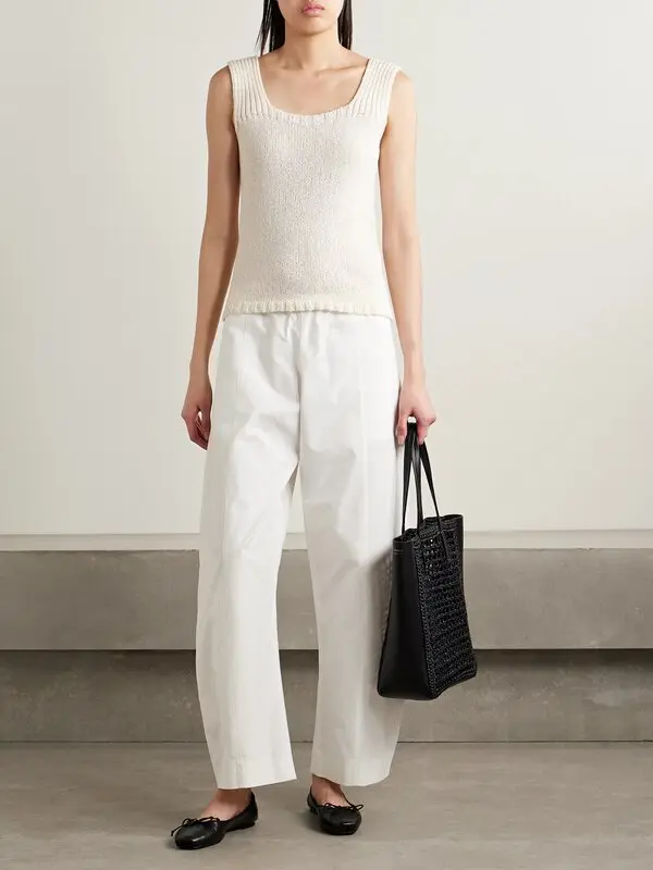 Khaite Wil Cotton Ribbed Tank Top - Neutrals