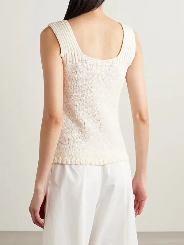 Khaite Wil Cotton Ribbed Tank Top - Neutrals