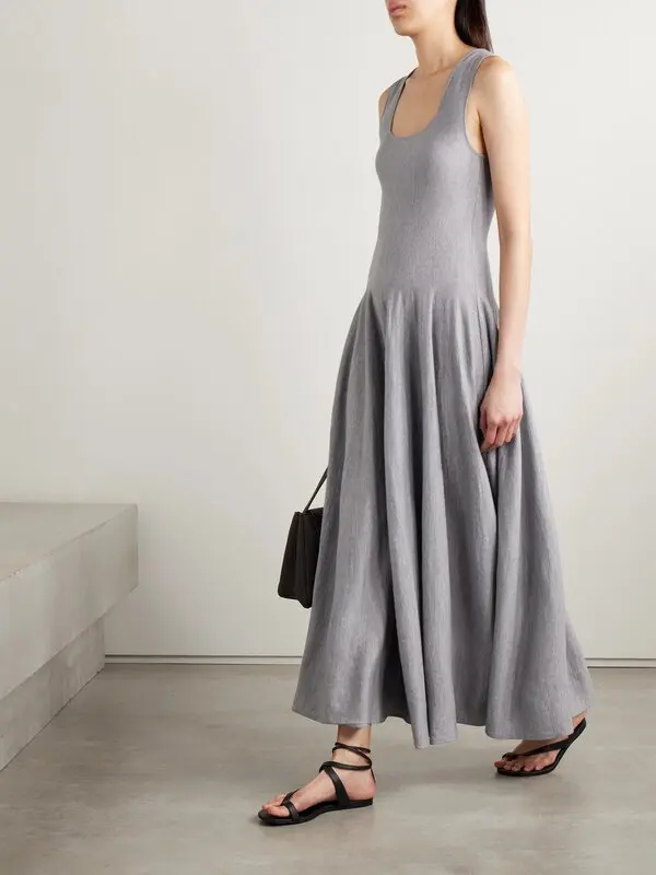 Khaite Jodie Pleated Wool Midi Dress