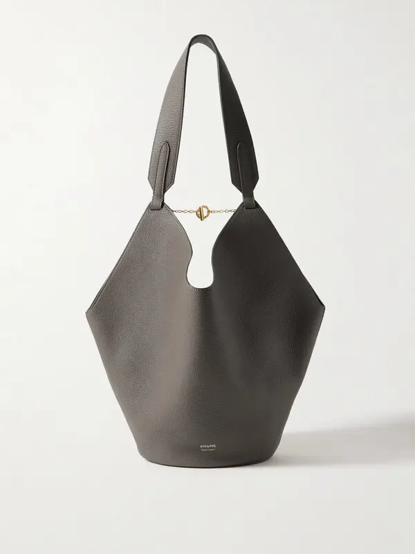 Khaite Lotus Small Textured-leather Tote - Gray