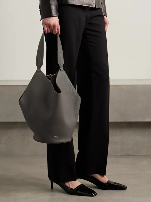 Khaite Lotus Small Textured-leather Tote - Gray