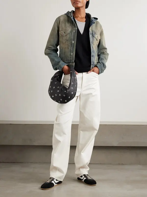 Acne Studios Hooded Distressed Organic Denim Jacket - Blue
