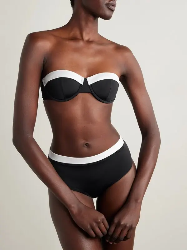 Staud Jo Two-tone Underwired Balconette Bikini Top - Black