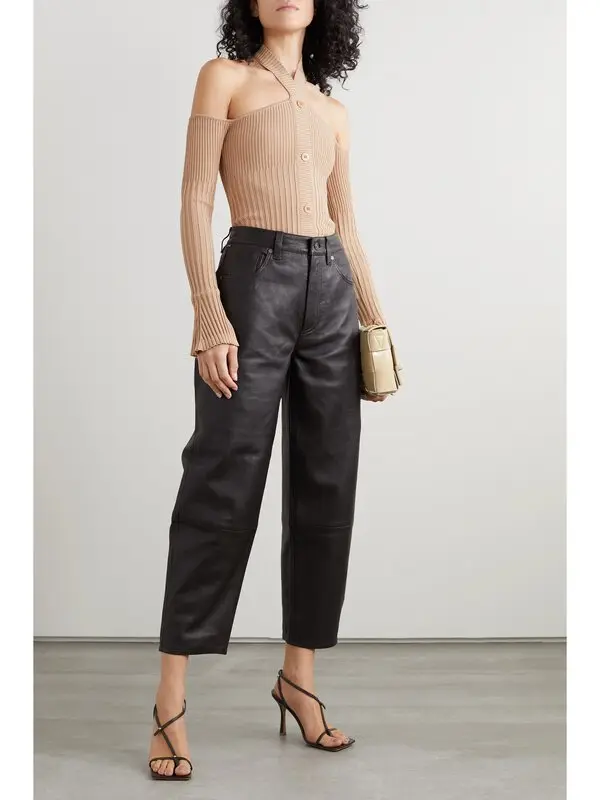 ANDREĀDAMO Cutout Ribbed-knit Top