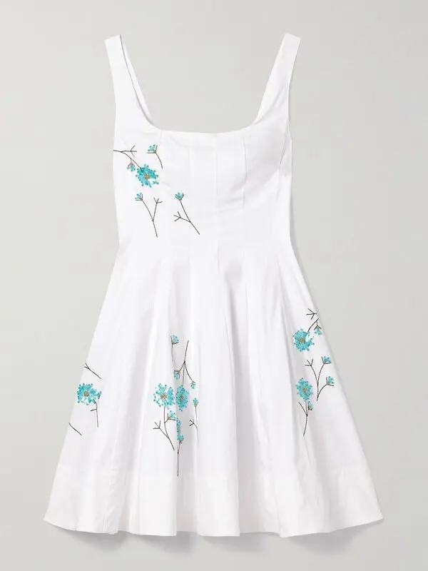 Staud Wells Pleated Embellished Mini Dress
