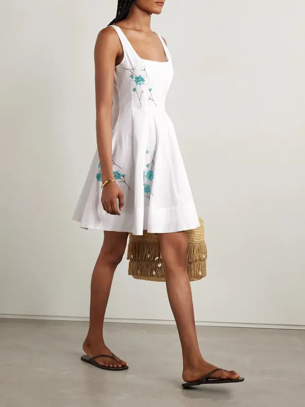 Staud Wells Pleated Embellished Mini Dress