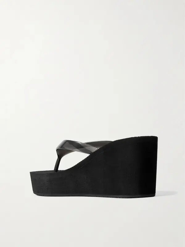 ANCIENT GREEK SANDALS Etheria Pvc Wedge Flip Flops - Black