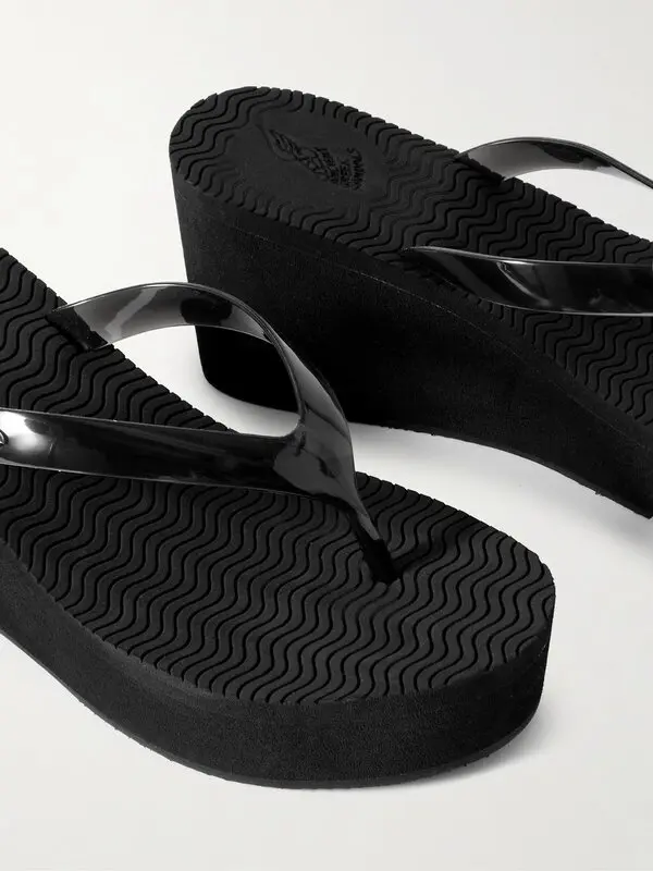 ANCIENT GREEK SANDALS Etheria Pvc Wedge Flip Flops - Black