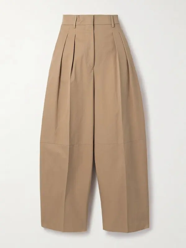 Altuzarra Dash Pleated Cotton-twill Barrel-leg Trousers