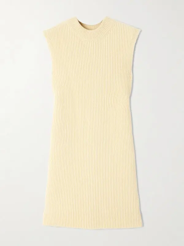 JIL SANDER Ribbed Wool Vest - Neutrals