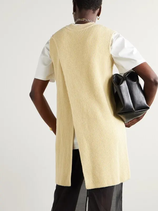JIL SANDER Ribbed Wool Vest - Neutrals