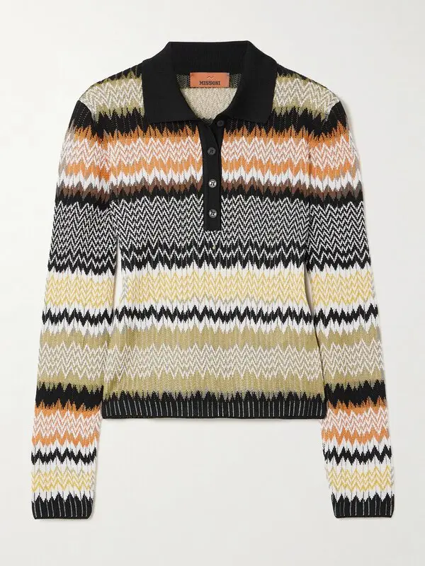 Missoni Striped Crochet-knit Polo Shirt