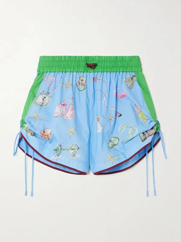 ALEMAIS Anouk Colantoni Printed Organic Cotton-poplin Shorts