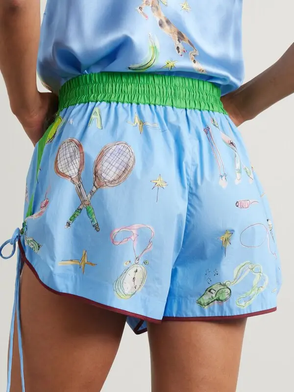 ALEMAIS Anouk Colantoni Printed Organic Cotton-poplin Shorts