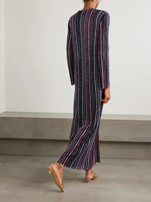 Missoni Sequin-embellished Striped Crochet-knit Cardigan
