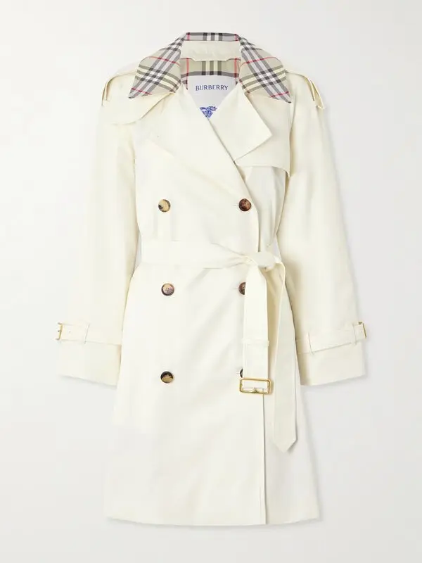 Burberry Double-breasted Checked Cotton-gabardine Trench Coat
