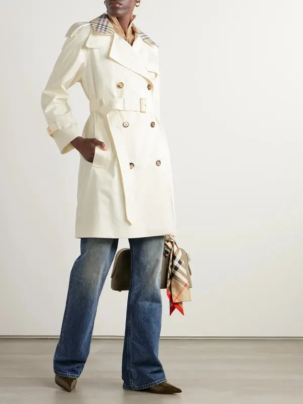 Burberry Double-breasted Checked Cotton-gabardine Trench Coat
