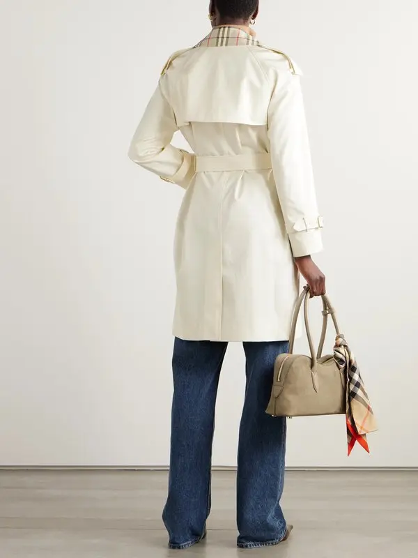 Burberry Double-breasted Checked Cotton-gabardine Trench Coat