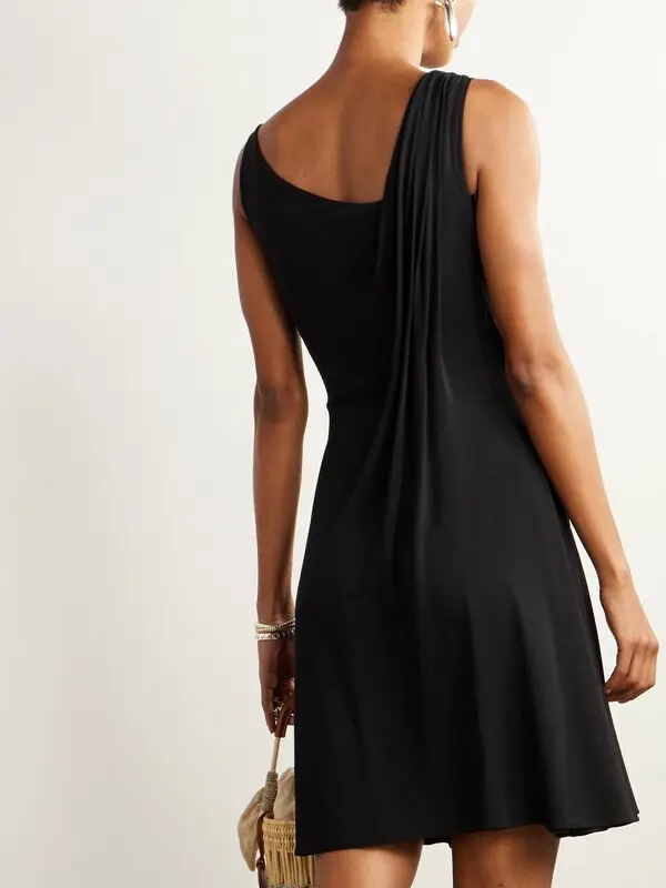 Versace Embellished Draped Crepe-jersey Mini Dress - Black