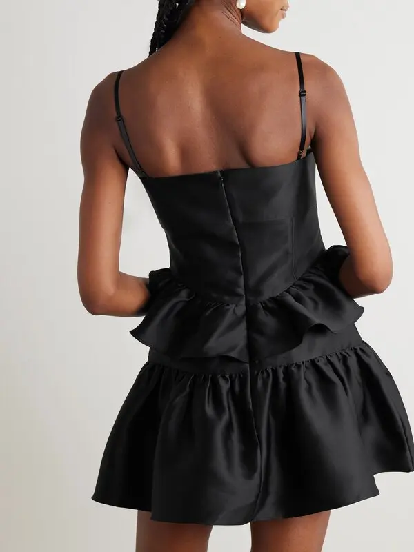 SHUSHU/TONG Bow-detailed Ruffled Mikado Mini Dress