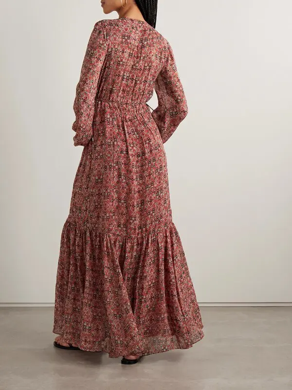 MARANT ETOILE Briane Printed Georgette Maxi Dress - Red