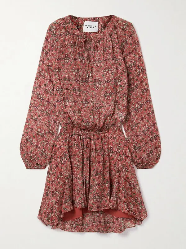 MARANT ETOILE Bess Gathe Printed Mini Dress