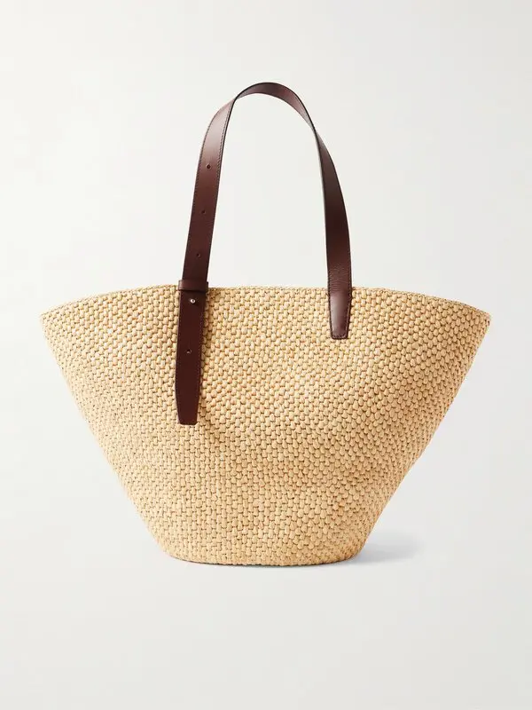 Lié Studio Bianca Large Leather-trimmed Raffia Tote - Neutrals