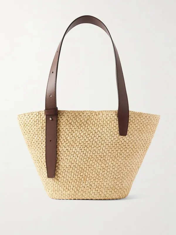 Lié Studio The Bianca Small Leather-trimmed Raffia Tote - Neutrals