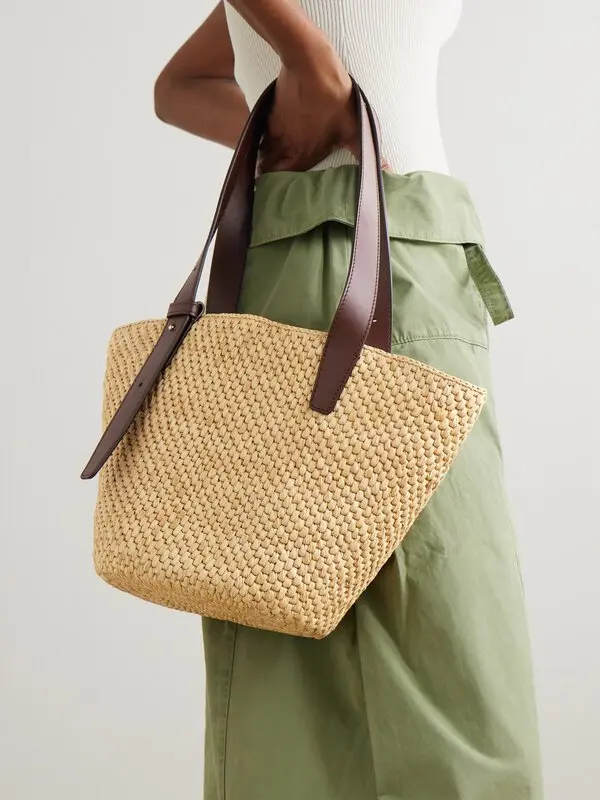 Lié Studio The Bianca Small Leather-trimmed Raffia Tote - Neutrals