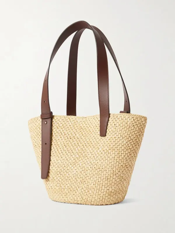 Lié Studio The Bianca Small Leather-trimmed Raffia Tote - Neutrals