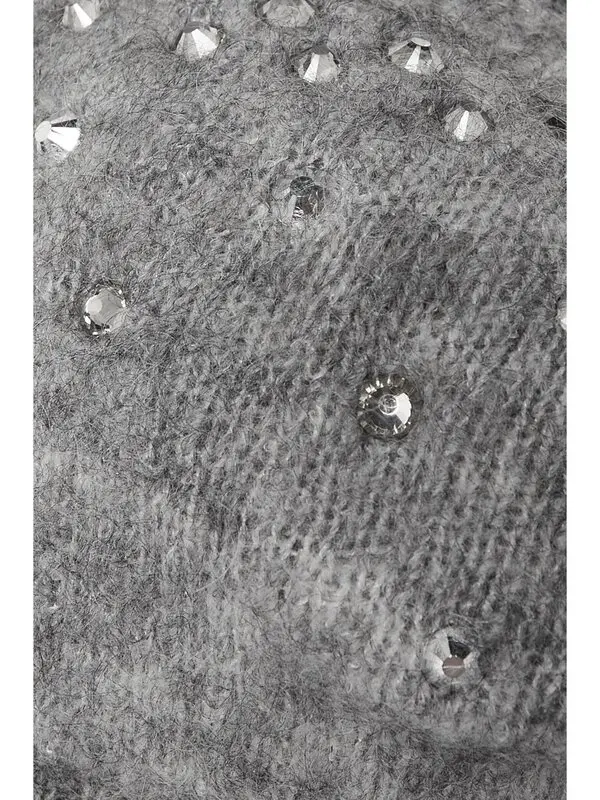 Alessandra Rich Cropped Crystal-embellished Knitted Top