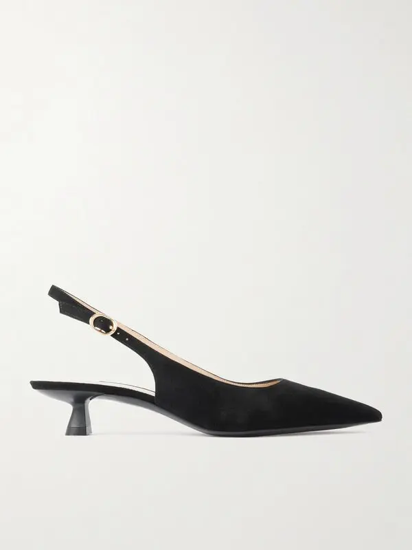 STUART WEITZMAN Sculpt Suede Slingback Pumps - Black