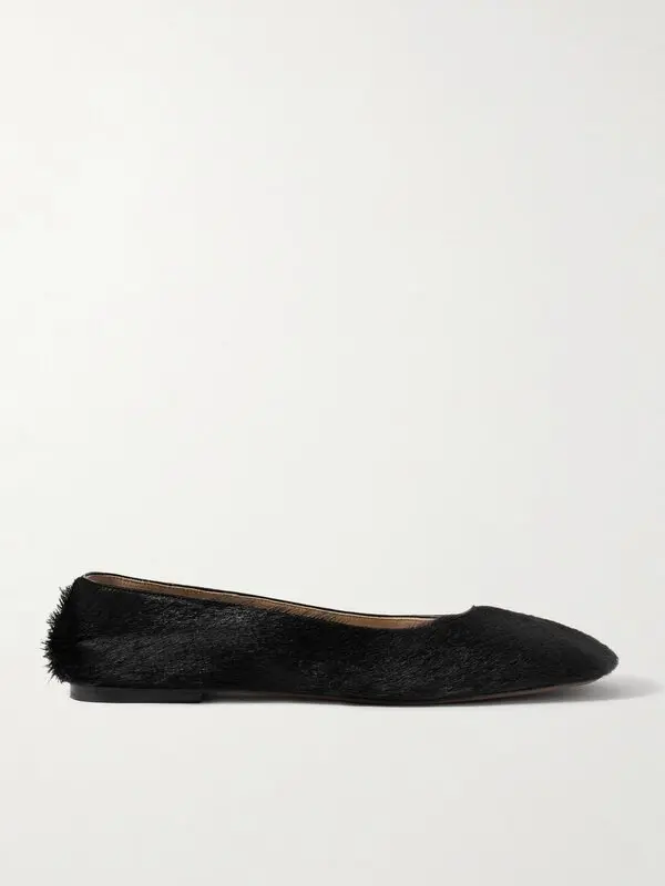 THE ROW Square Calf Hair Ballet Flats