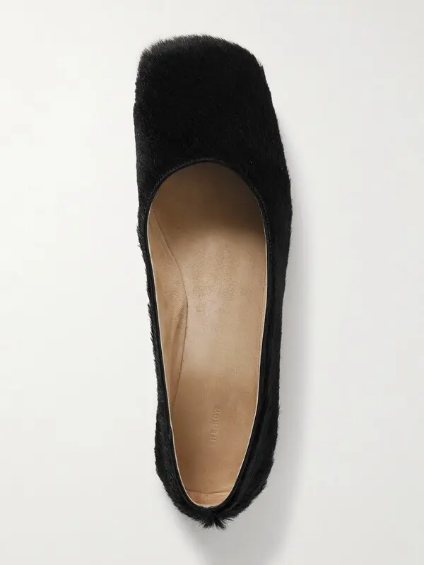 THE ROW Square Calf Hair Ballet Flats