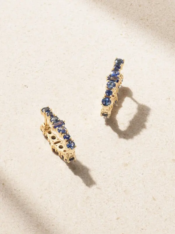 Ileana Makri Rivulet Sapphire Hoop Earrings - Gold