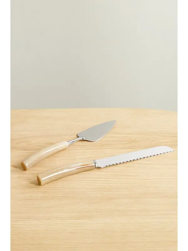 Brunello Cucinelli Stainless Steel And Horn Serving Set - Brown