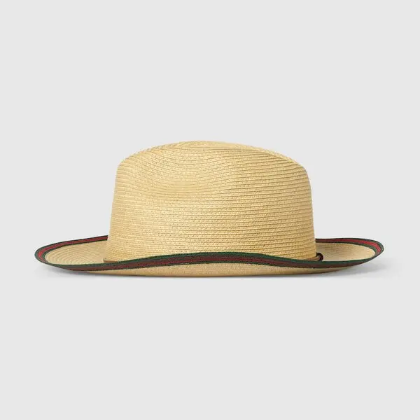 Gucci Straw Hat With Web Trim - Neutral | Editorialist display picture 1