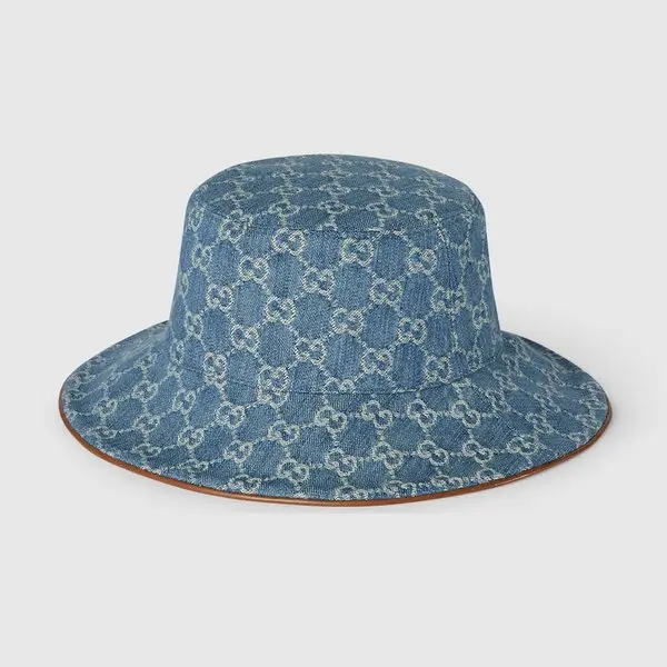 Gucci Gg Denim Bucket Hat With Horsebit - Blue