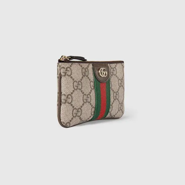 Gucci Ophidia Zip Key Pouch Gg Canvas - Beige
