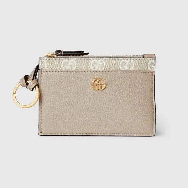 Gucci Bi-color Gg Marmont Zip Key Pouch - Neutral