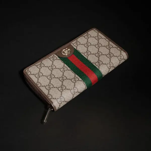 Gucci Ophidia Zip Around Wallet Gg Canvas - Beige