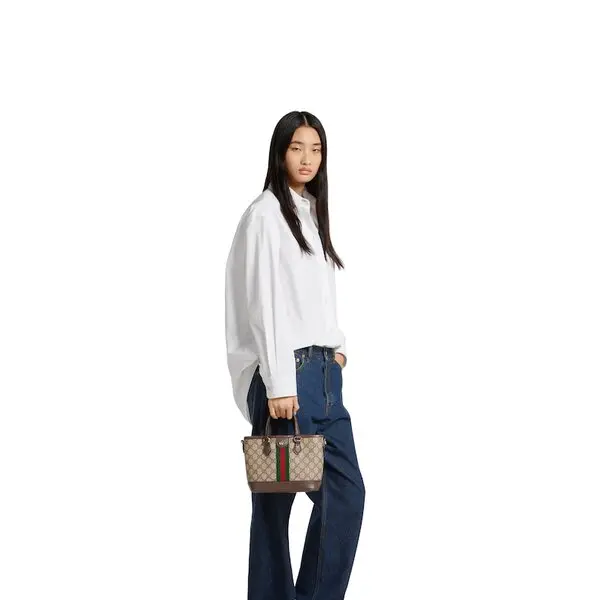 Gucci Ophidia Small Tote Bag Gg Canvas - Beige