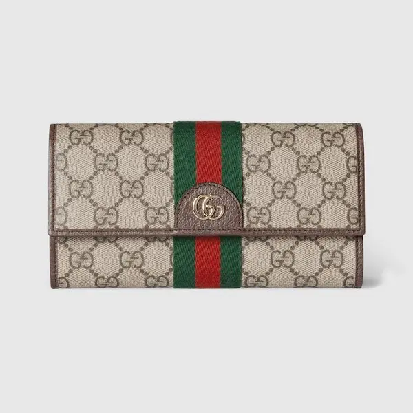 Gucci Ophidia Continental Wallet Gg Canvas - Beige