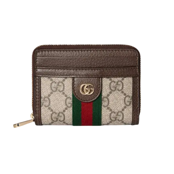 Gucci Ophidia Coin Zip Wallet Gg Canvas - Beige
