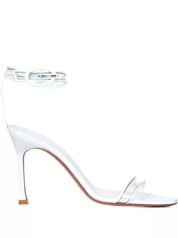 Amina Muaddi 95mm Kim Strappy Sandals - White