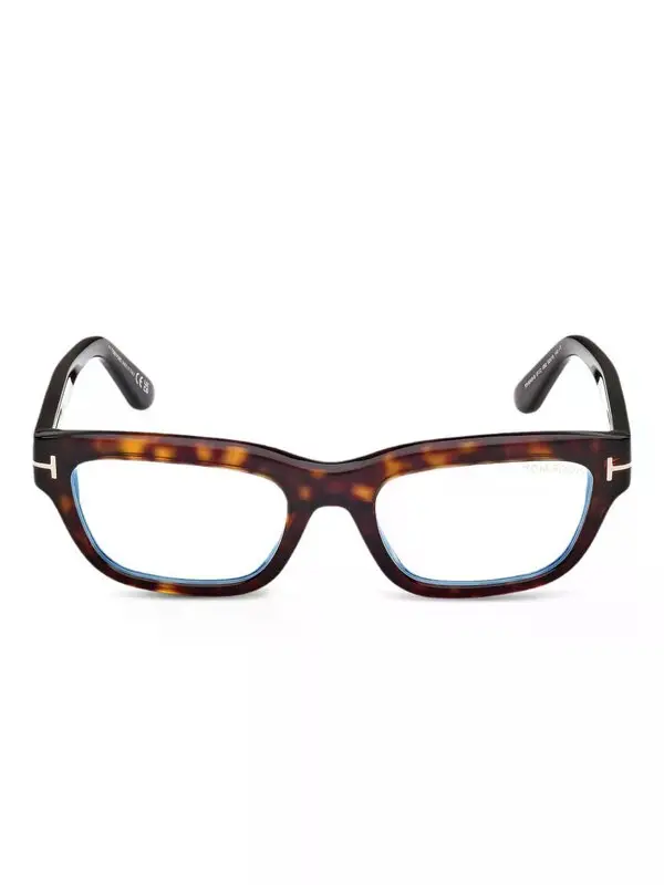 TOM FORD Tortoiseshell Rectangular Eyeglasses - Brown