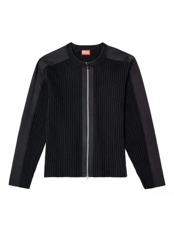 DIESEL® K-matty Ribbed Zip-up Cardigan - Black