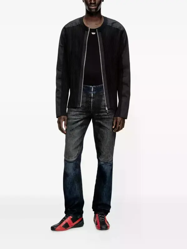 DIESEL® K-matty Ribbed Zip-up Cardigan - Black