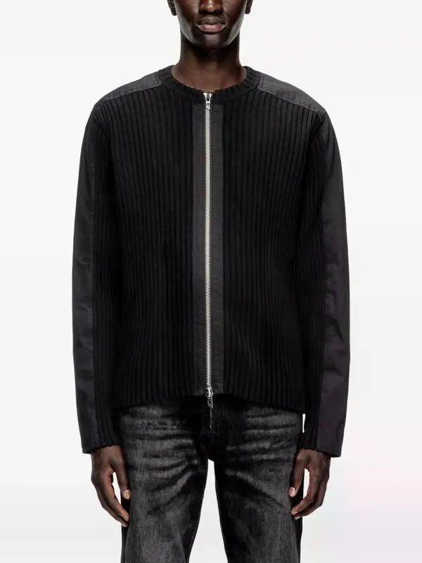 DIESEL® K-matty Ribbed Zip-up Cardigan - Black