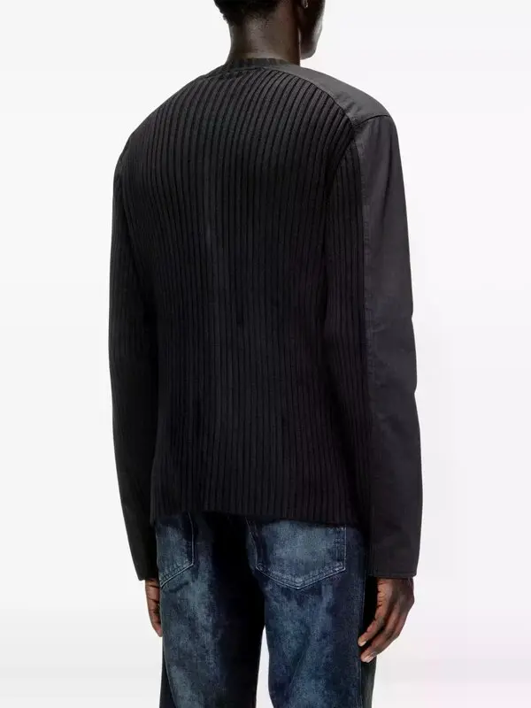 DIESEL® K-matty Ribbed Zip-up Cardigan - Black